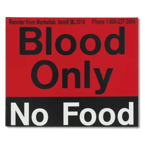 Marketlab-1010 “Blood Only No Food” Magnet – Lab Safety Signage