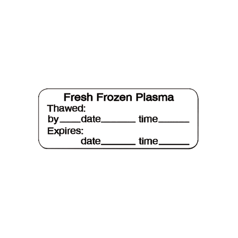 Marketlab-102180 "Fresh Frozen Plasma" Label – White Medical Sample ...